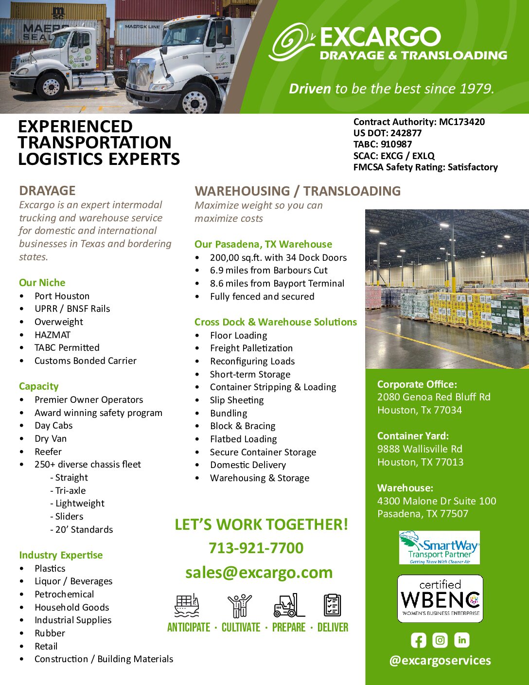 Sales Summary - Excargo Services | Houston, TX